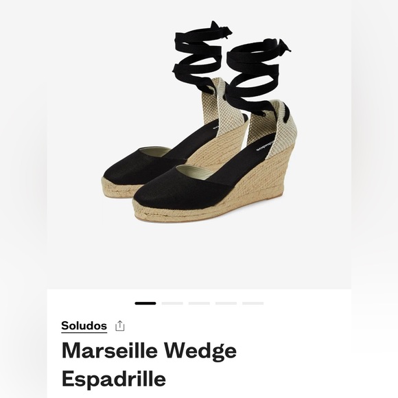 Soludos | Shoes | Soludos Black Espadrille Wedges With Ankle Strap ...